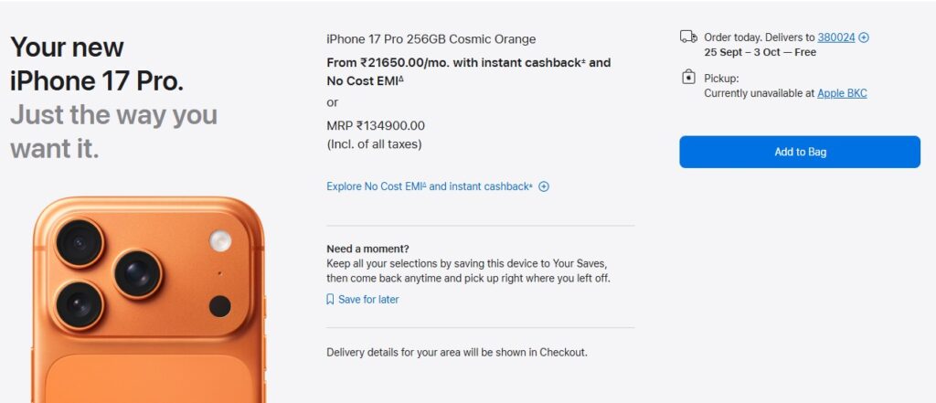 iPhone 17 Pro EMI in India 2025: Calculator, Zero Down Payment & Bank ...